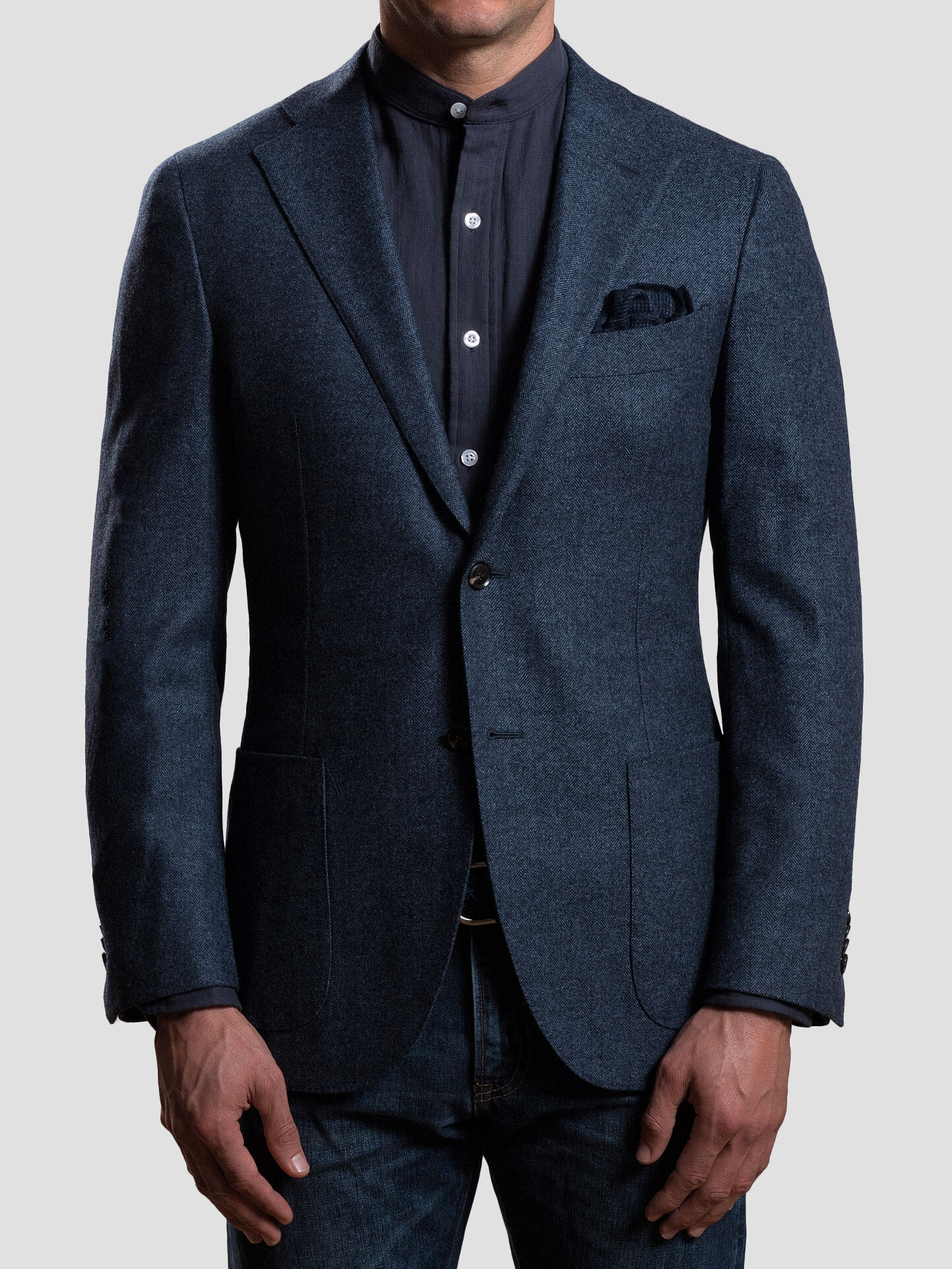 Slate Wool Cashmere Herringbone Hudson Jacket by Proper Cloth