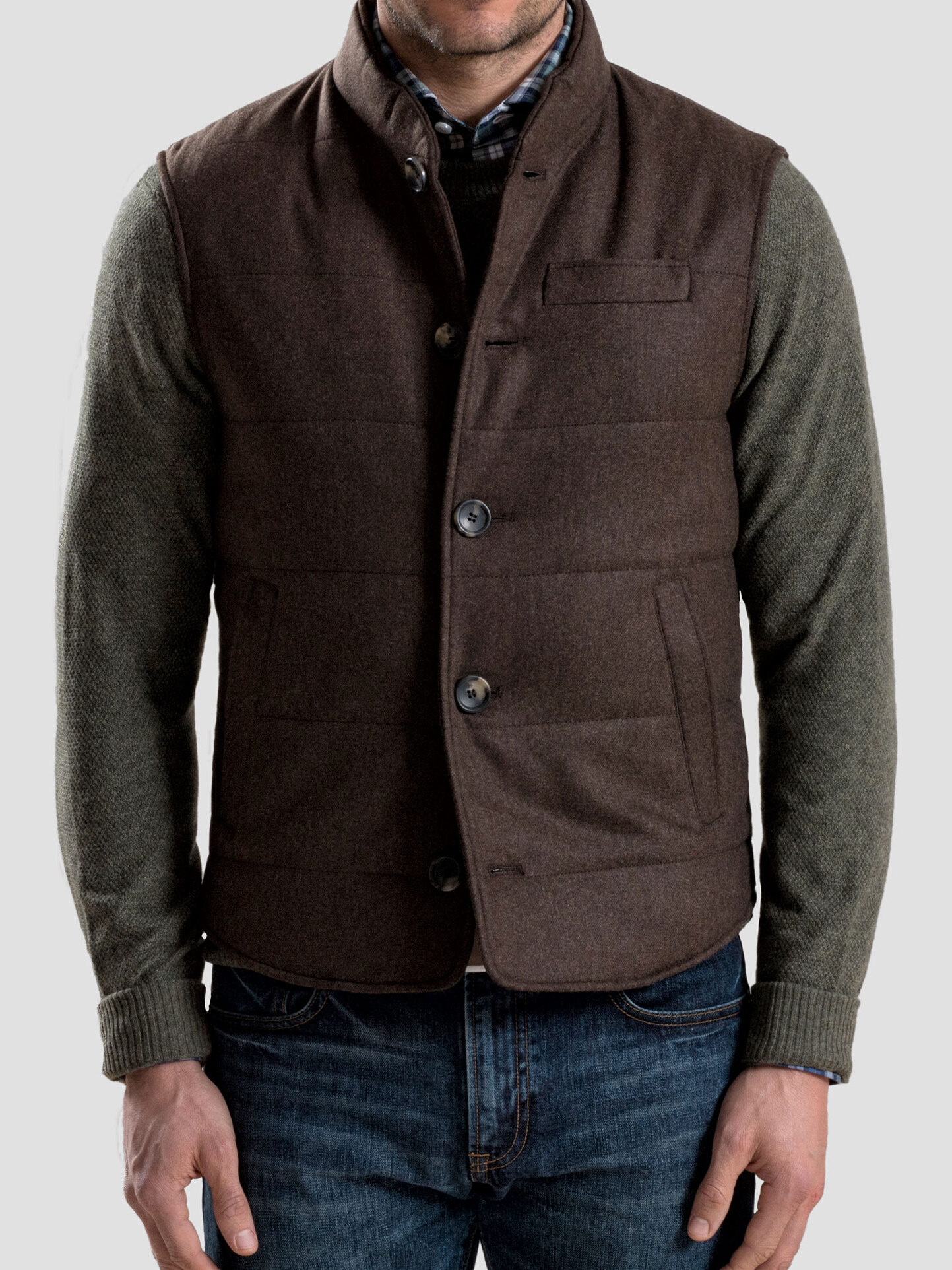 Brown Cortina Vest by Proper Cloth