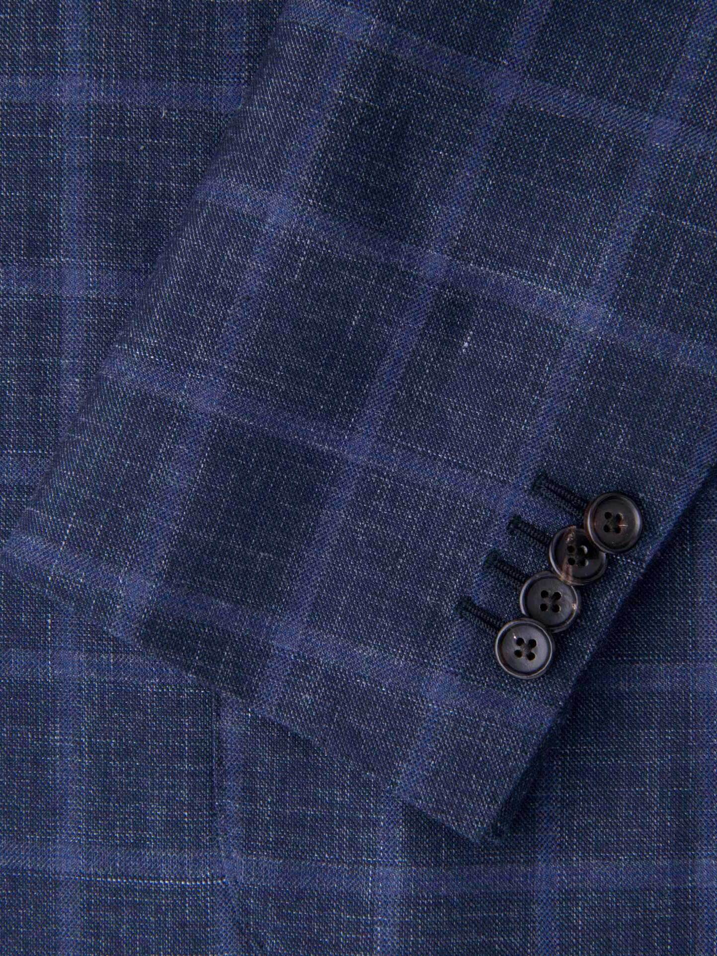 Hudson Navy Windowpane Summer Twill Jacket by Proper Cloth