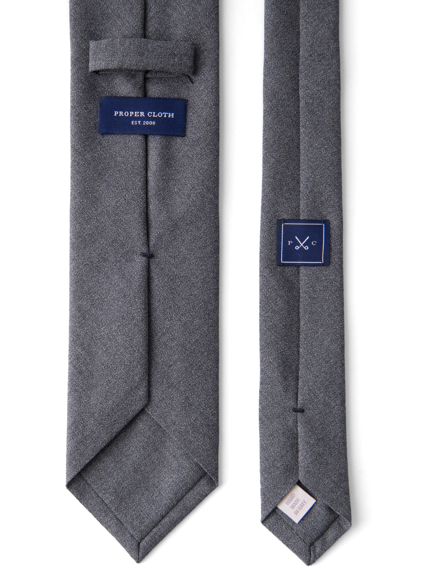 Mid Grey Wool Solid Tie by Proper Cloth