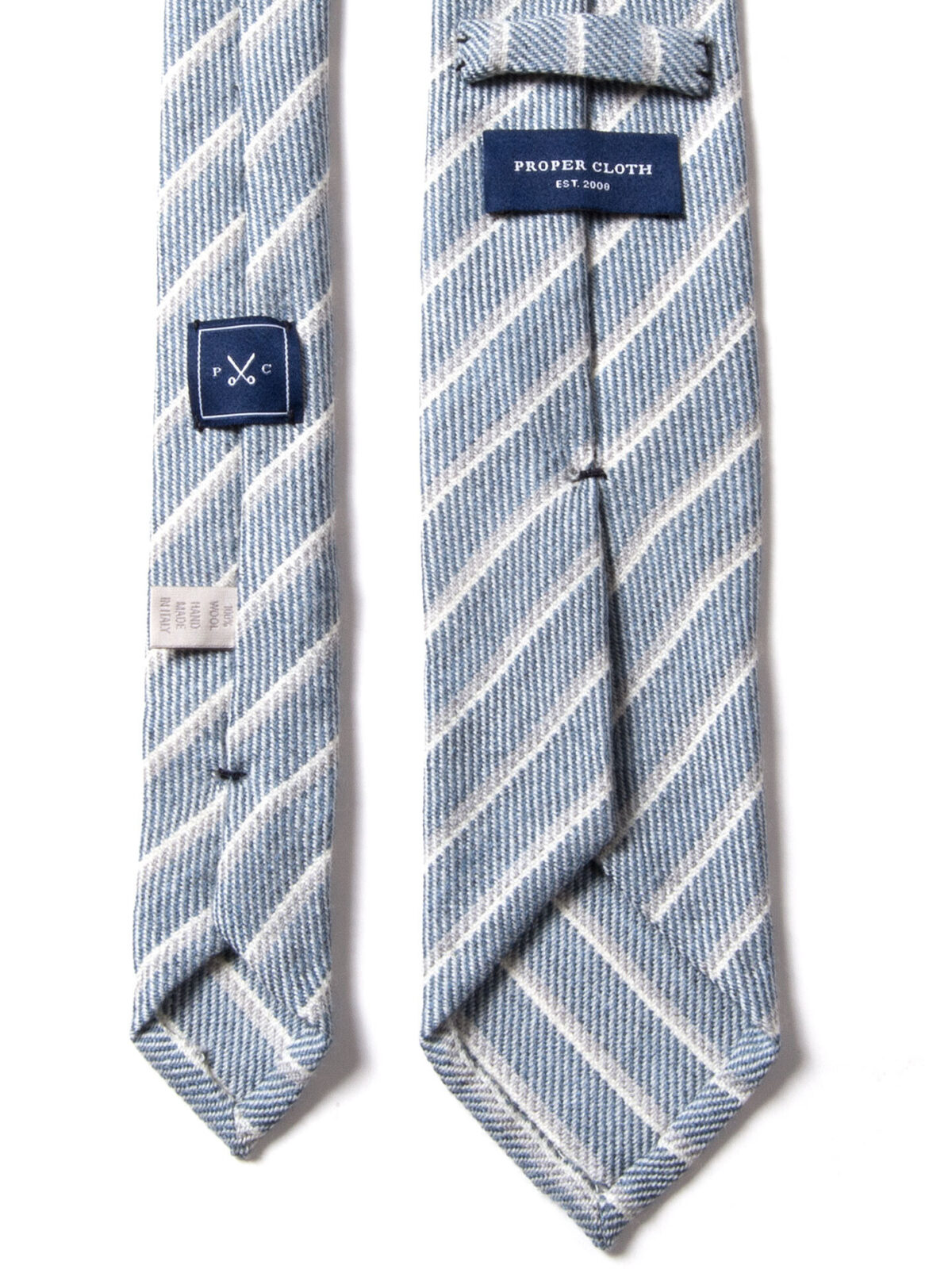 Genova Blue Wool Stripe Tie by Proper Cloth