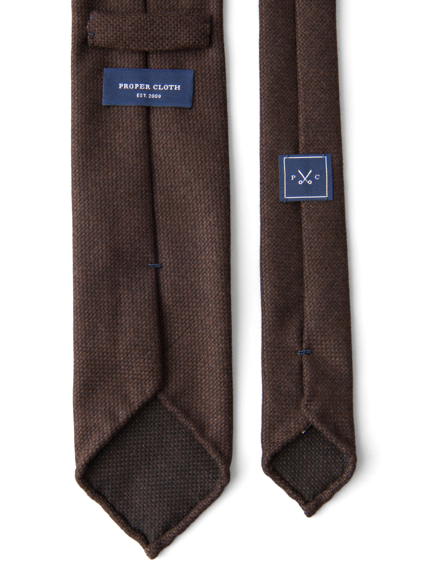 Chocolate Textured Wool Untipped Tie by Proper Cloth