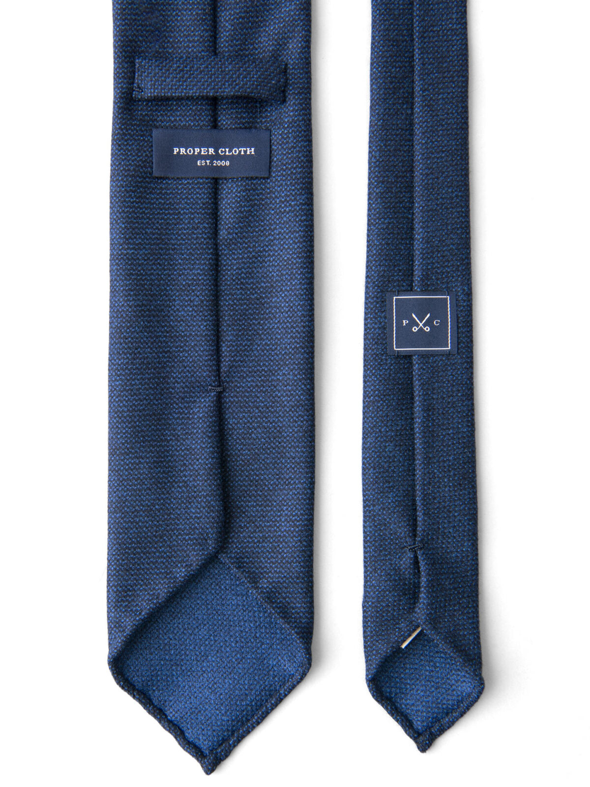 Indigo Blue Hopsack Wool Untipped Tie by Proper Cloth