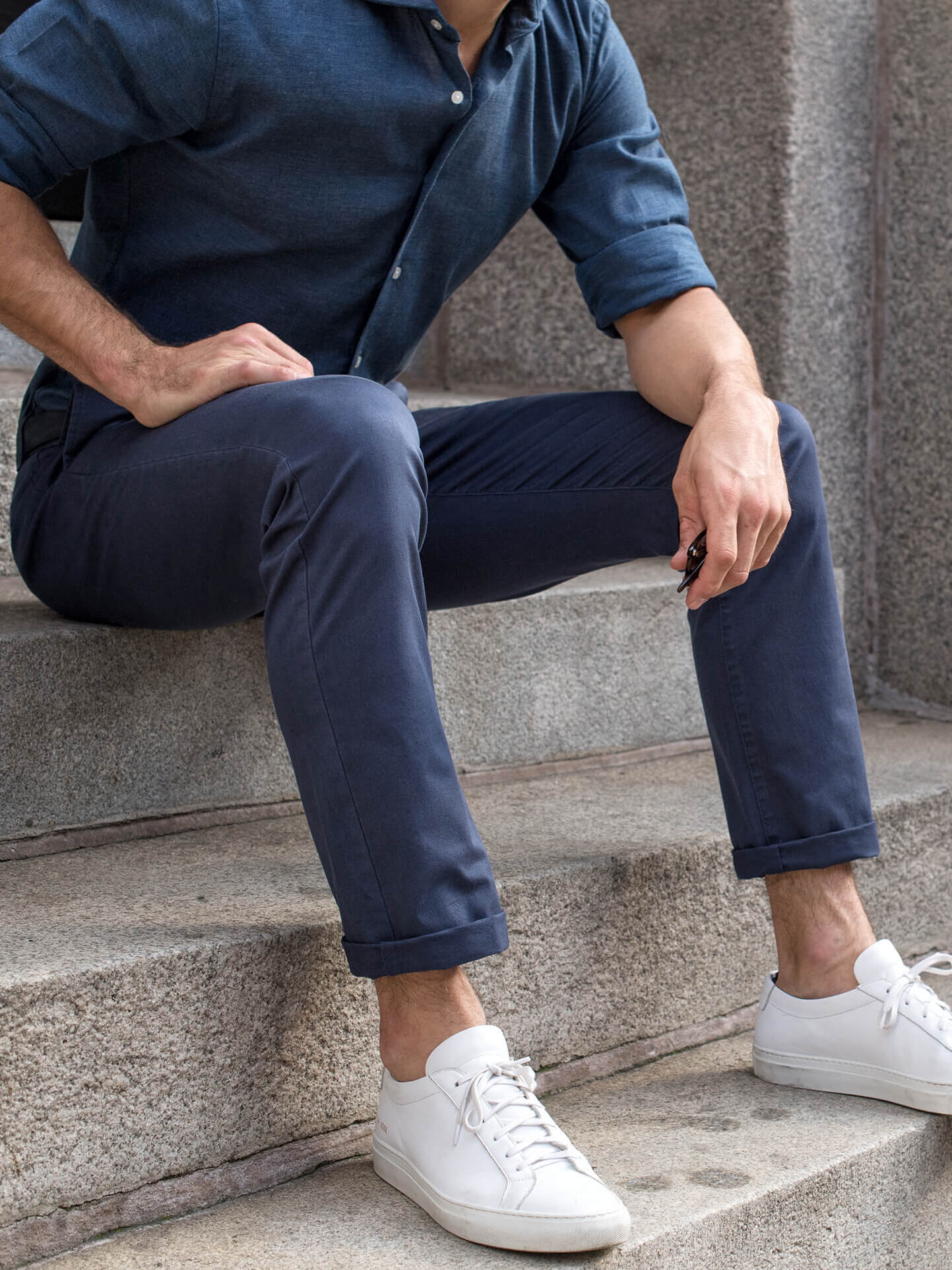 Bowery Slate Blue Stretch Cotton Chino by Proper Cloth