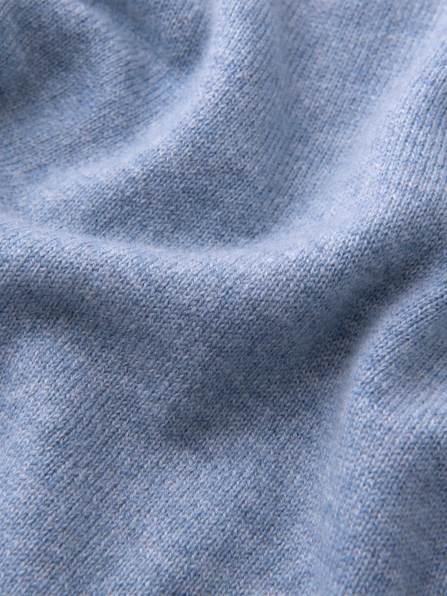Light Blue Melange Cashmere V-Neck Sweater by Proper Cloth