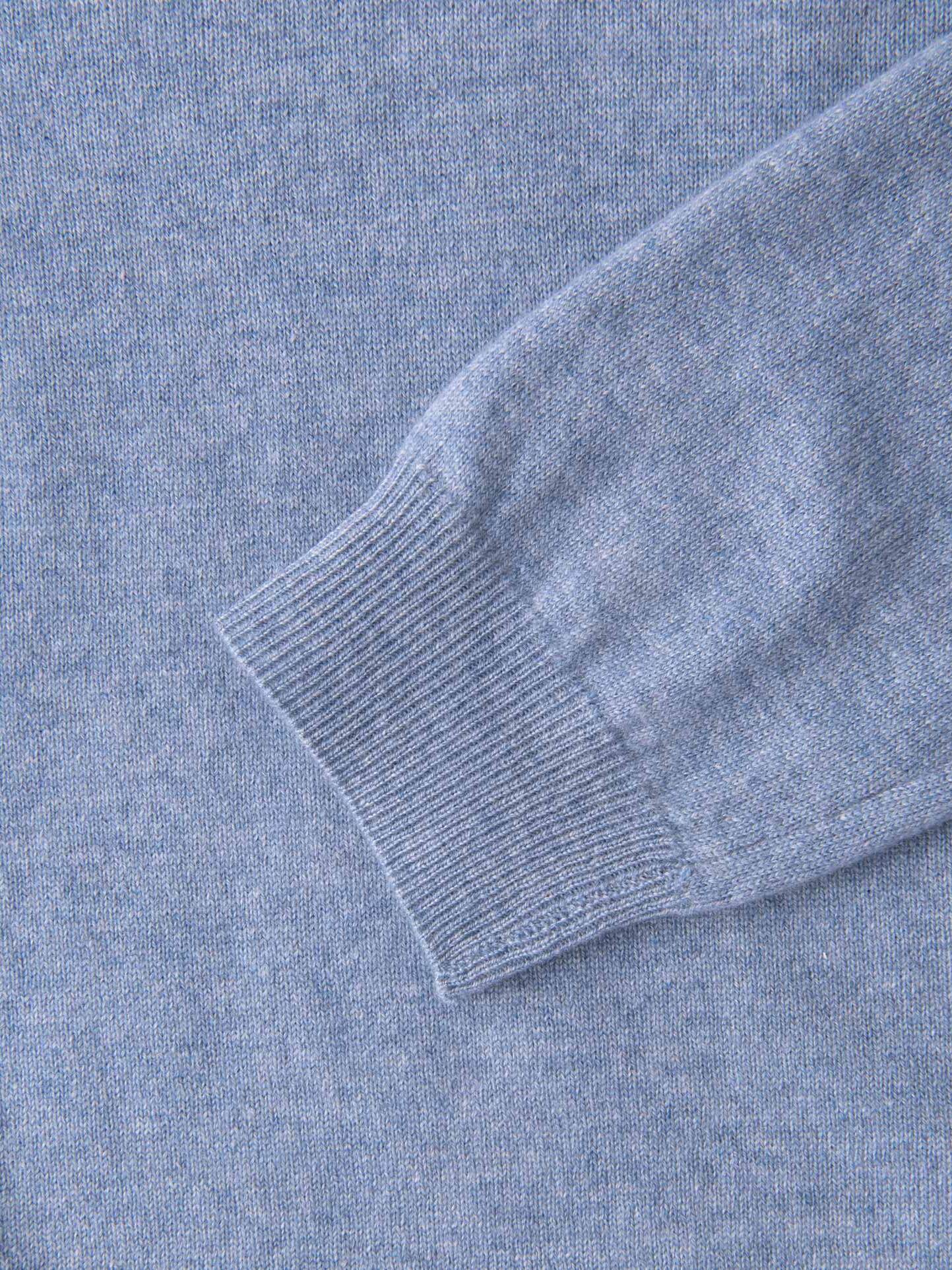 Light Blue Melange Cashmere V-Neck Sweater by Proper Cloth