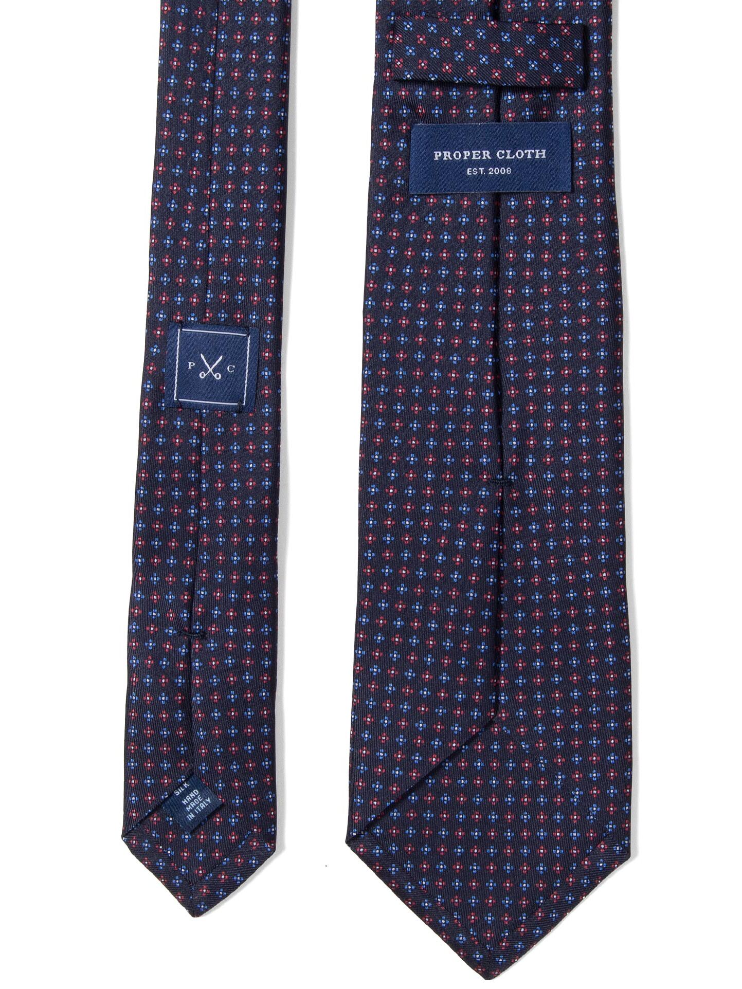 Lombardia Navy Print Tie by Proper Cloth