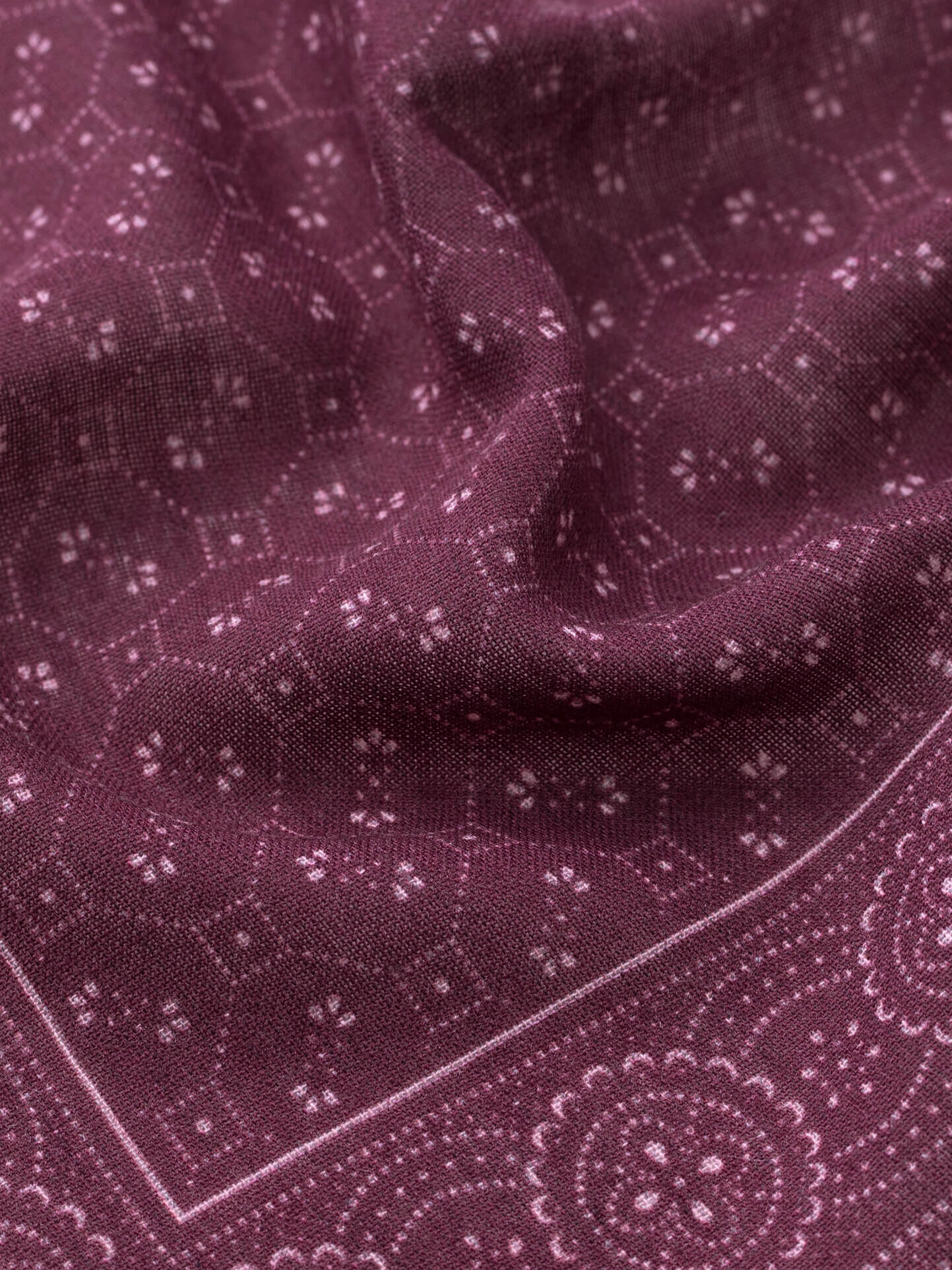Burgundy Bandana Print Wool Pocket Square by Proper Cloth