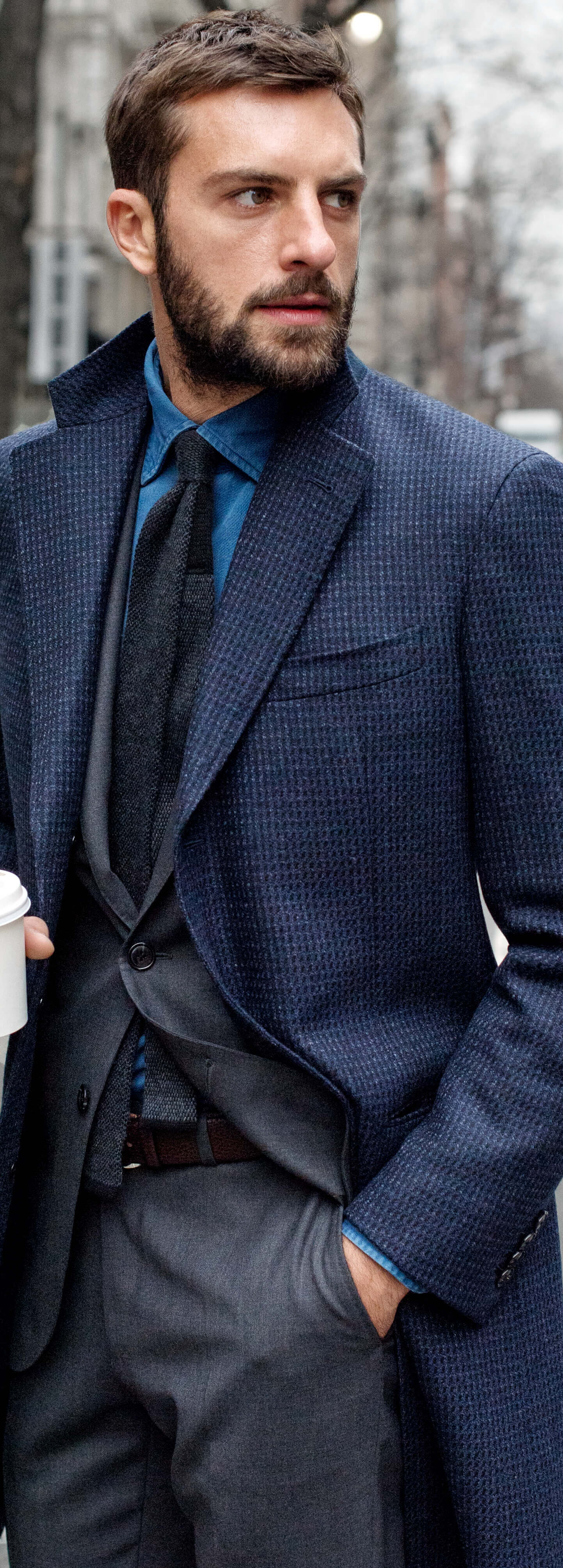 Bleecker Navy Wool and Cashmere Coat by Proper Cloth