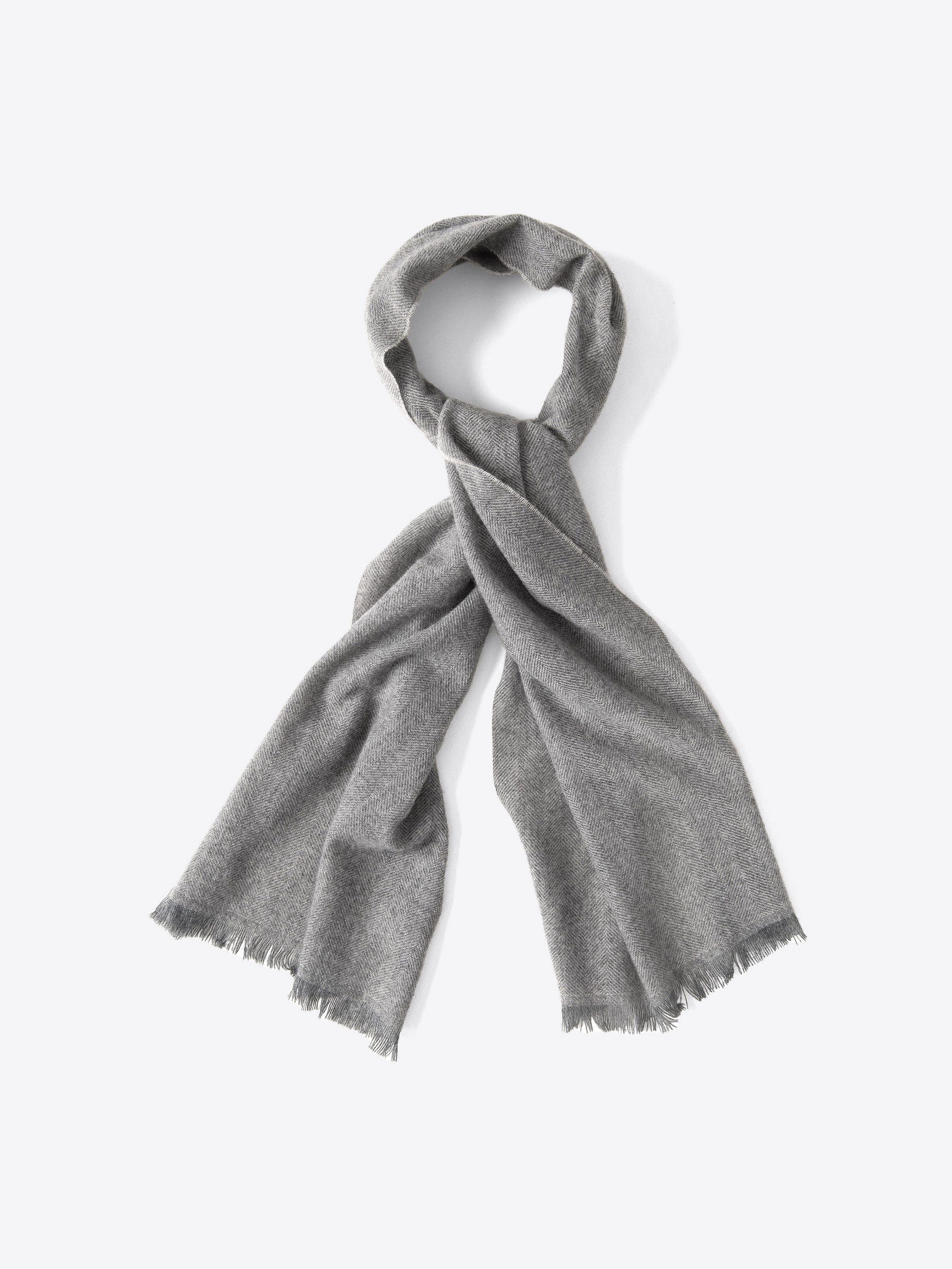 Light Grey Cashmere Herringbone Scarf by Proper Cloth