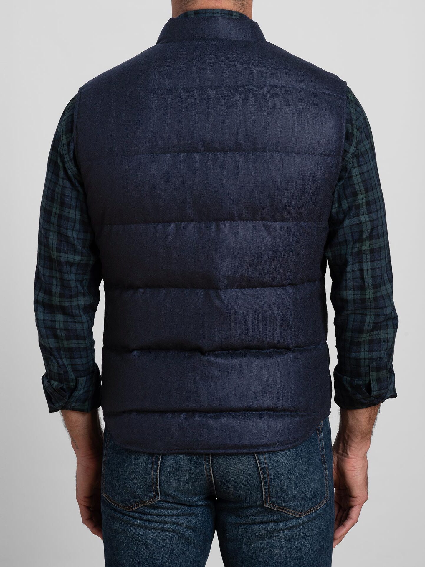 Cortina Navy Herringbone Wool Button Vest by Proper Cloth