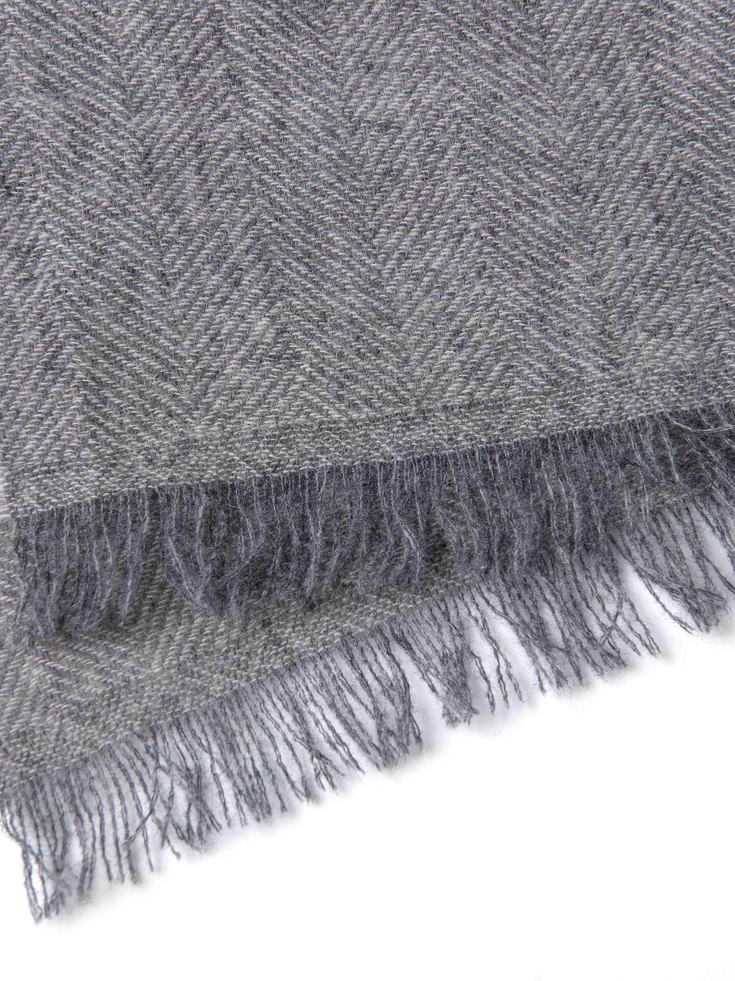 Light Grey Cashmere Herringbone Scarf by Proper Cloth