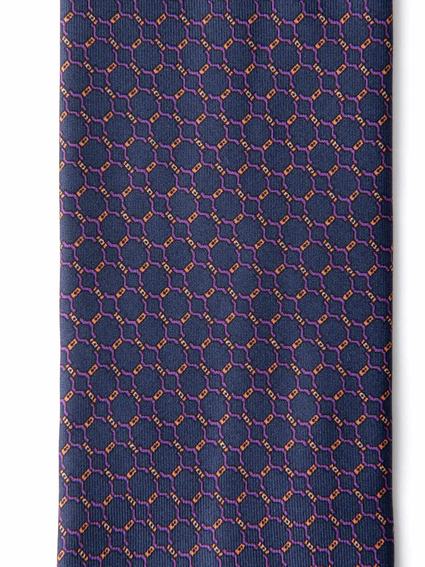 Navy and Purple Chainlink Print Silk Tie by Proper Cloth