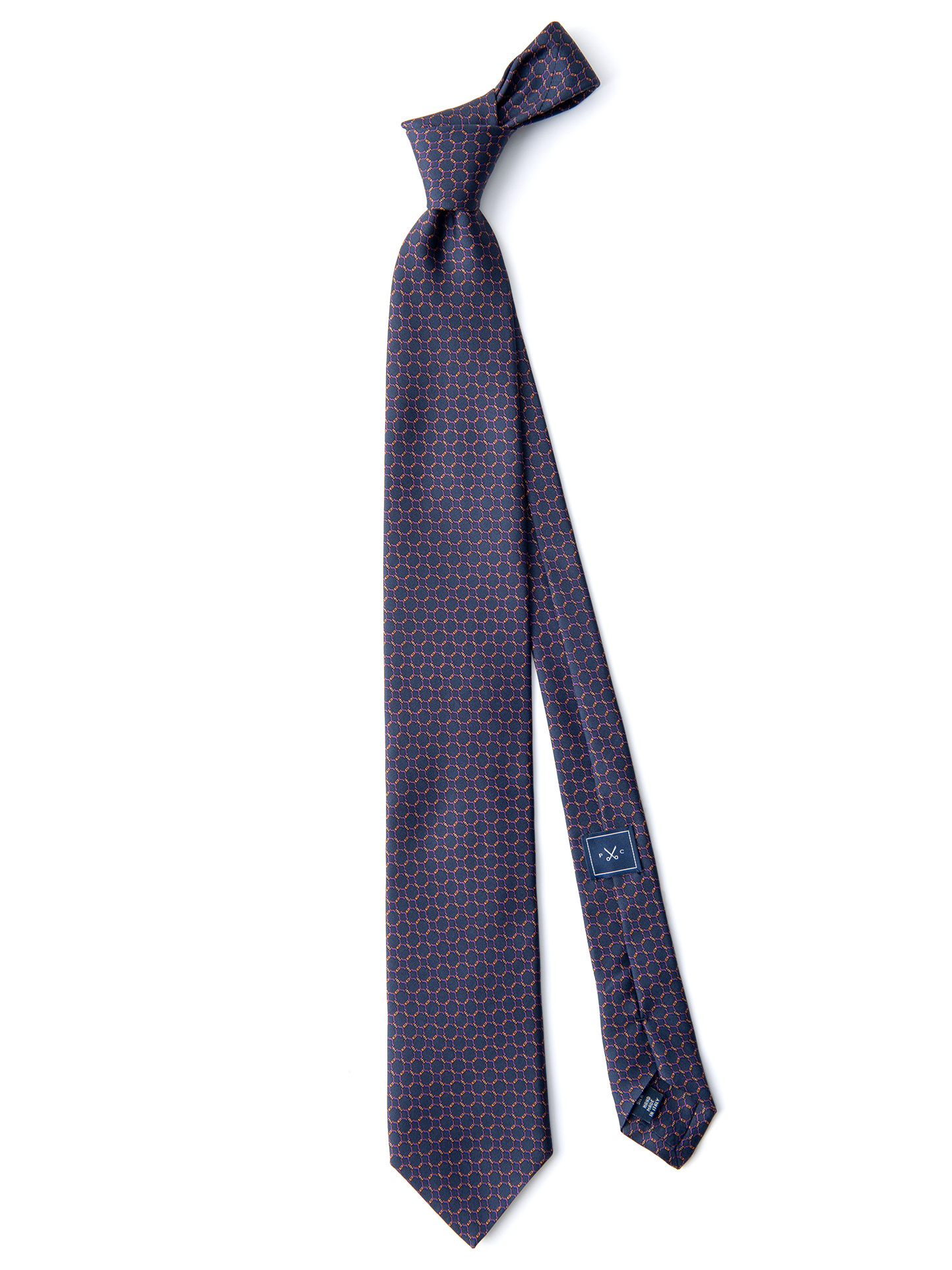 Navy and Purple Chainlink Print Silk Tie by Proper Cloth
