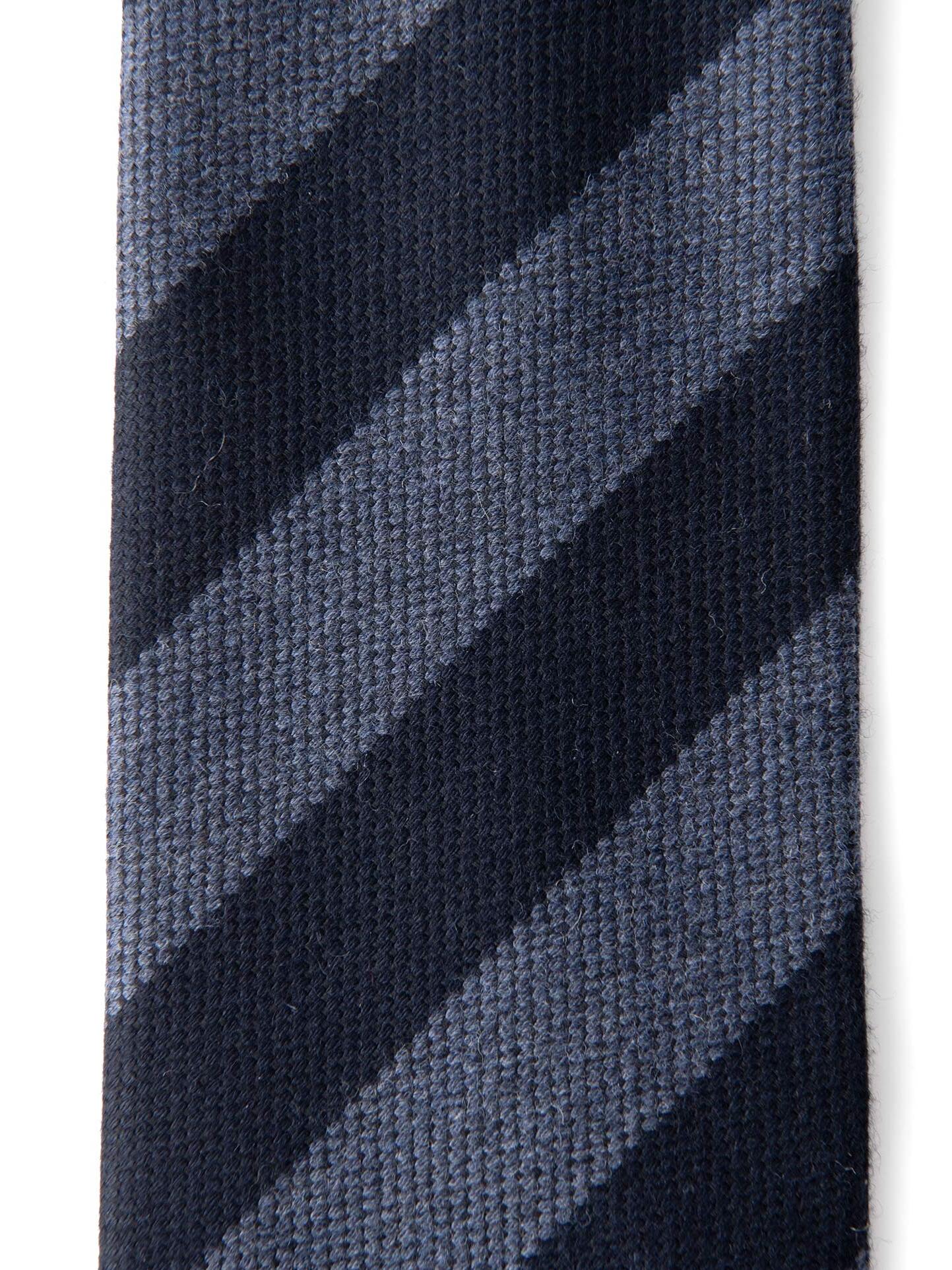 Navy and Light Blue Wool and Silk Striped Tie by Proper Cloth