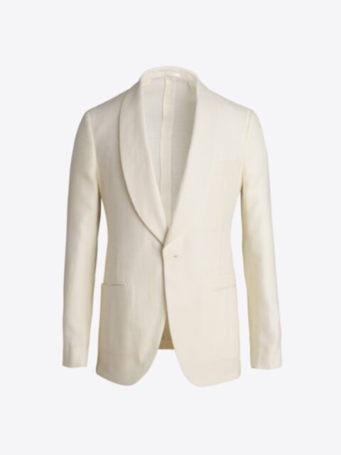 Shawl Lapel Cream Wool Linen Dinner Jacket - Custom Fit Tailored Clothing