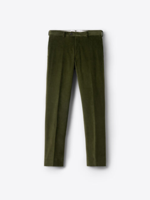 Olive Stretch Corduroy Dress Pant - Custom Fit Tailored Clothing