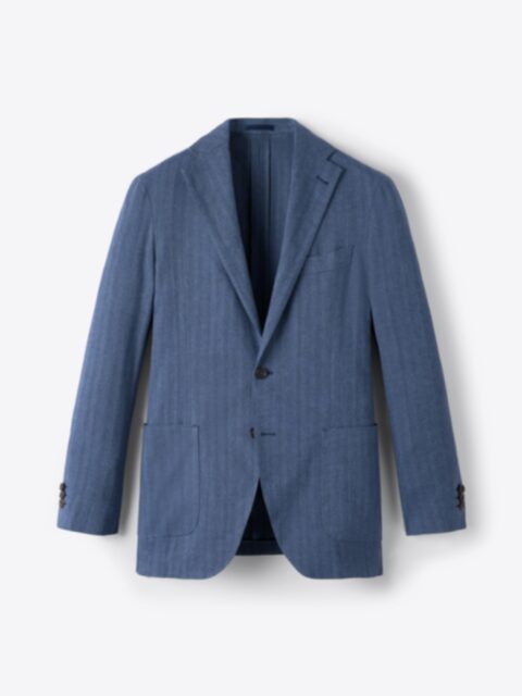 Slate Herringbone Cotton and Linen Stretch Waverly Jacket - Custom Fit ...