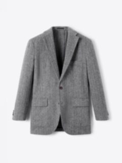 Grey Herringbone Shetland Tweed Andover Jacket - Custom Fit Grey Herringbone Shetland Tweed Andover Jacket - Custom Fit