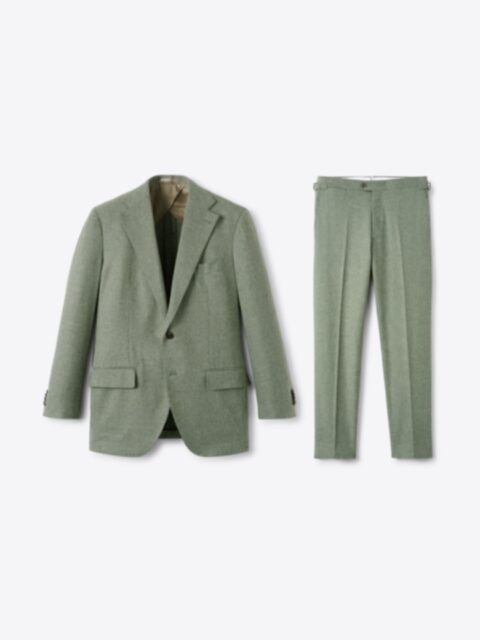 Sage Wool Cotton Silk Stretch Hopsack Suit - Custom Fit Tailored Clothing