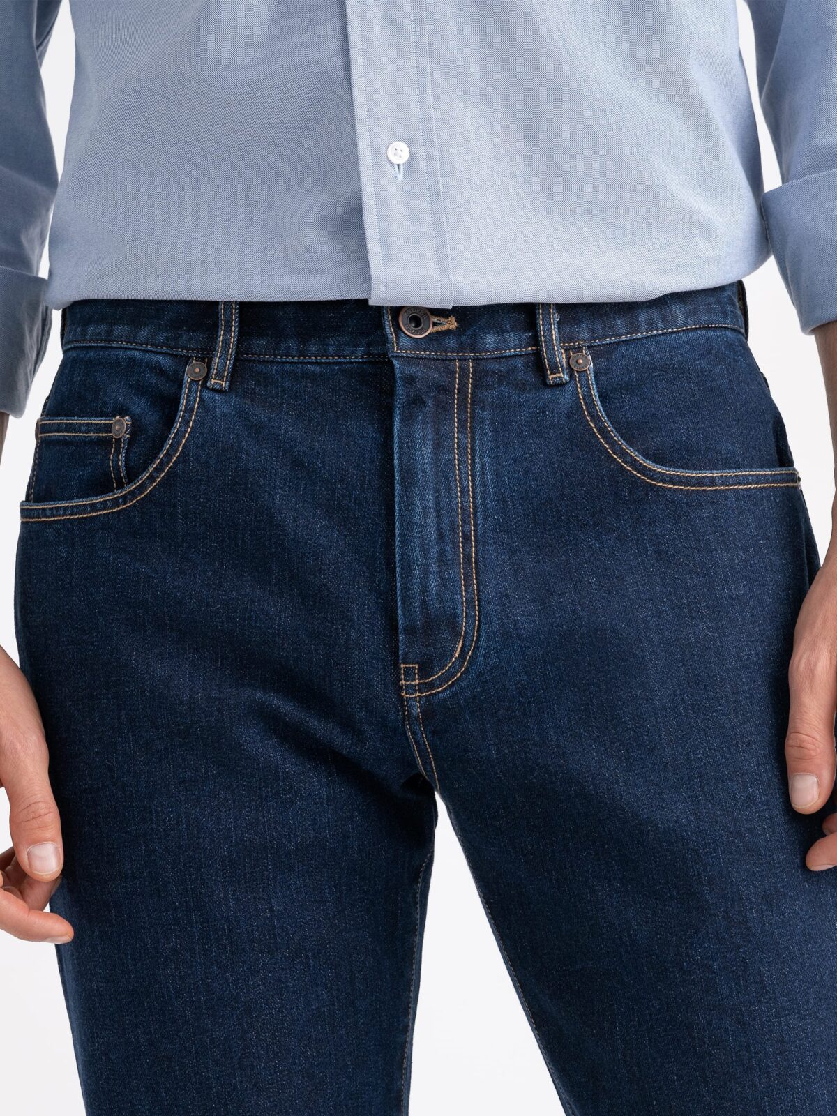 Japanese 12oz Rinse Wash Indigo Stretch Jeans - Custom Fit Pants Japanese 12oz Rinse Wash Indigo Stretch Jeans - Custom Fit Pants