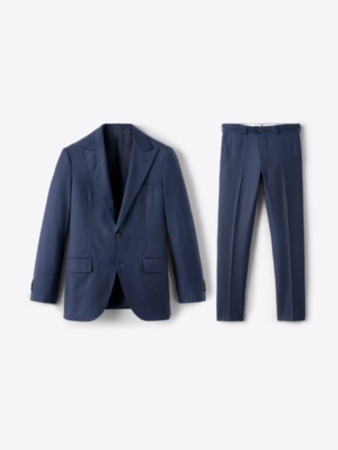 Peak Lapel Reda Navy Sharkskin Allen Suit - Custom Fit Tailored Clothing