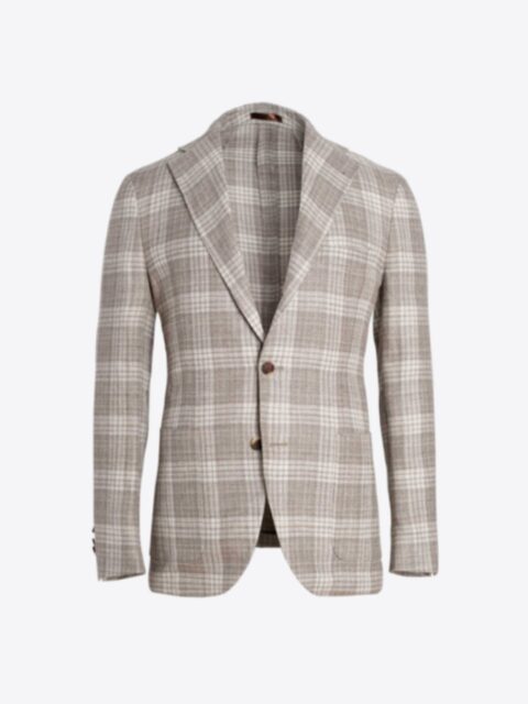 Waverly Beige Plaid Wool Blend Jacket - Custom Fit Tailored Clothing