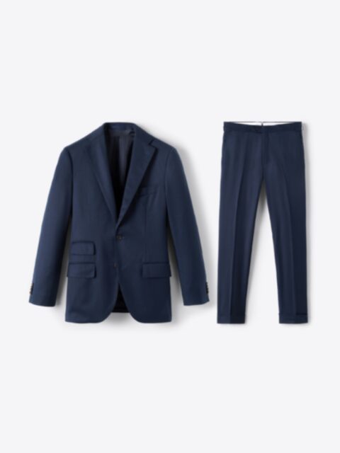 Reda S110s Navy Wool Flannel Allen Suit - Custom Fit Tailored Clothing