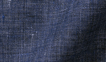 Albini Washed Navy Melange Linen Short Sleeve Shirtby Proper Cloth