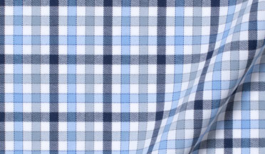 Performance Light Blue Navy and Grey Multi Check Fitted Shirt by Proper ...