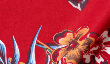 Albini Red Aloha Print Tencel Short Sleeve Shirtby Proper Cloth